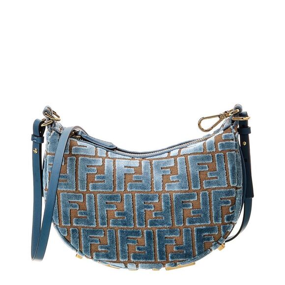 Fendi | Bags | Fendi Fendigraphy Mini Ff Jacquard Velvet Leather Hobo ...